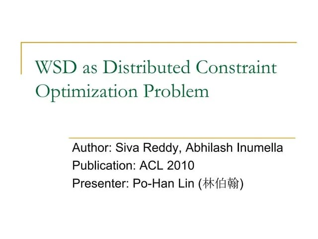 Wsd As Distributed Constraint Optimization Problem Pptx