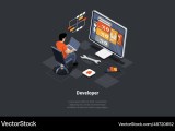 Software Development Coding Process Programmer Vector Image