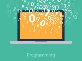 User Programming Coding Binary Code On Notebook Vector Image