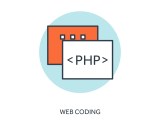 Flat Lined Document With Php Code Coding Vector Image