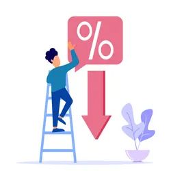 Graphic Cartoon Character Percent Decrease Vector Image - Abstract Art Collection - Full HD Quality