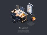 Software Development Coding Process Programmer Vector Image