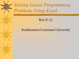 Ppt Solving Linear Programming Problems Using Excel Powerpoint