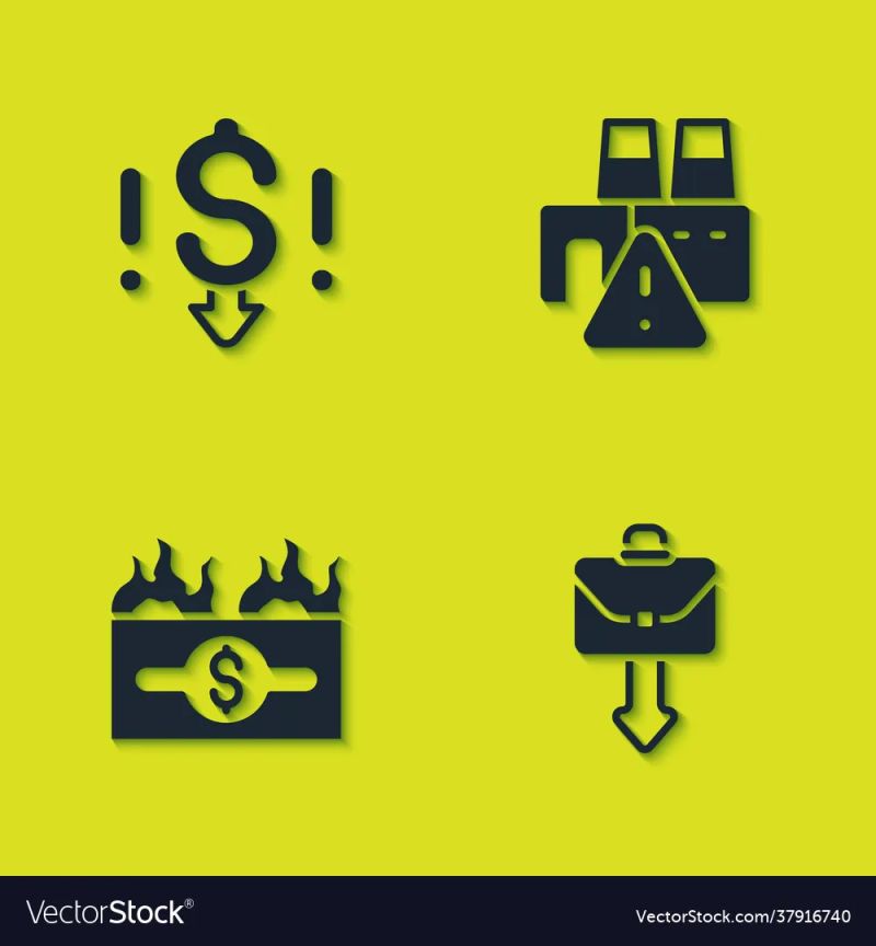Set Dollar Rate Decrease Briefcase And Drop Vector Image - Best Space Photos in 8K