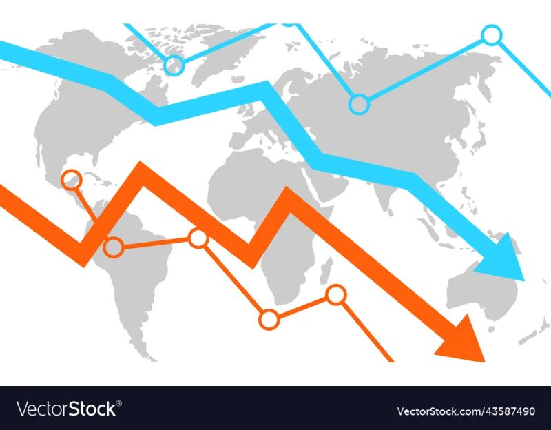 World Crisis Decrease Chart On Background Of Global Map Vector Chart - High Resolution Minimal Arts for Desktop