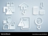 Set Global Economic Crisis Dollar Rate Decrease Vector Image