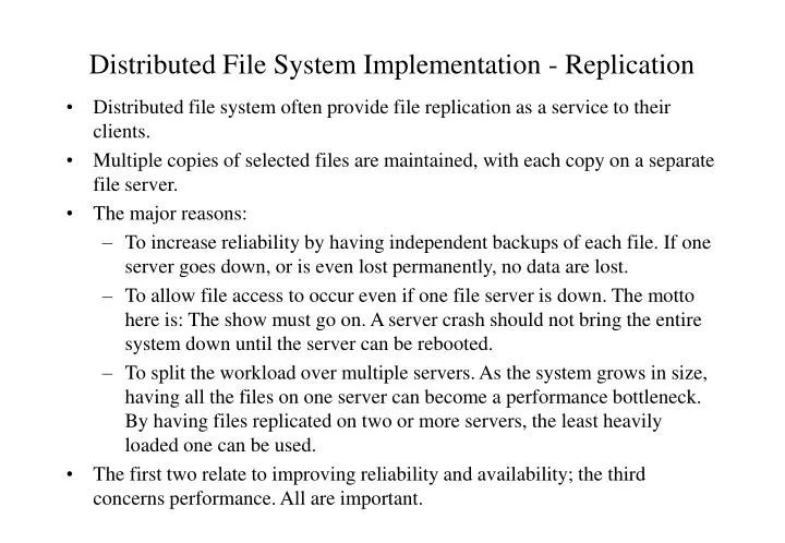 PPT - Distributed File System Implementation - Replication PowerPoint ...