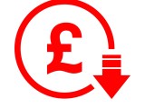 Pound Reduction Symbol Cost Decrease Icon Reduce Vector Image
