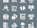 Set Line Dollar Rate Decrease Stop Delivery Cargo Vector Image