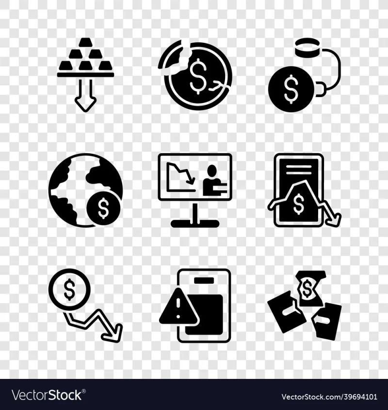 Set Gold Bars Financial Growth Decrease Money Vector Image - HD Gradient Arts for Desktop