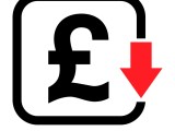Cost Reduction Decrease Pound Icon Symbol Vector Image