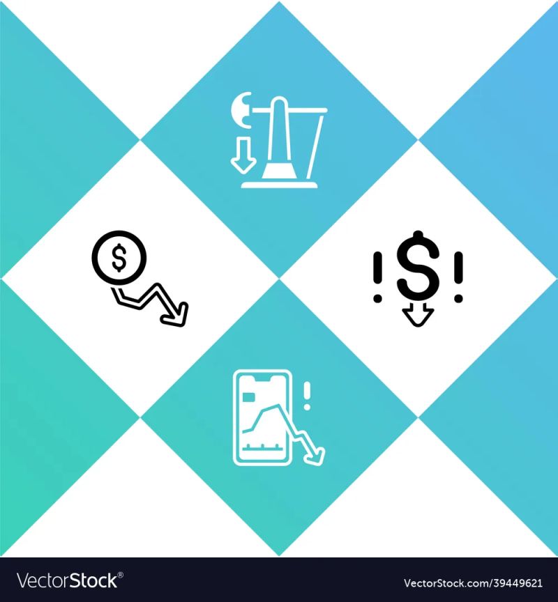 Set Mobile Stock Trading Dollar Rate Decrease Vector Image - Mountain Illustrations - Creative Ultra HD Collection