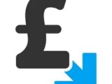 Pound Decrease Flat Icon Symbol Royalty Free Vector Image