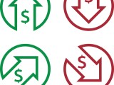 Dollar Increase Decrease Icon Money Symbol Vector Image