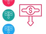 Red Line Dollar Rate Decrease Icon Isolated Vector Image
