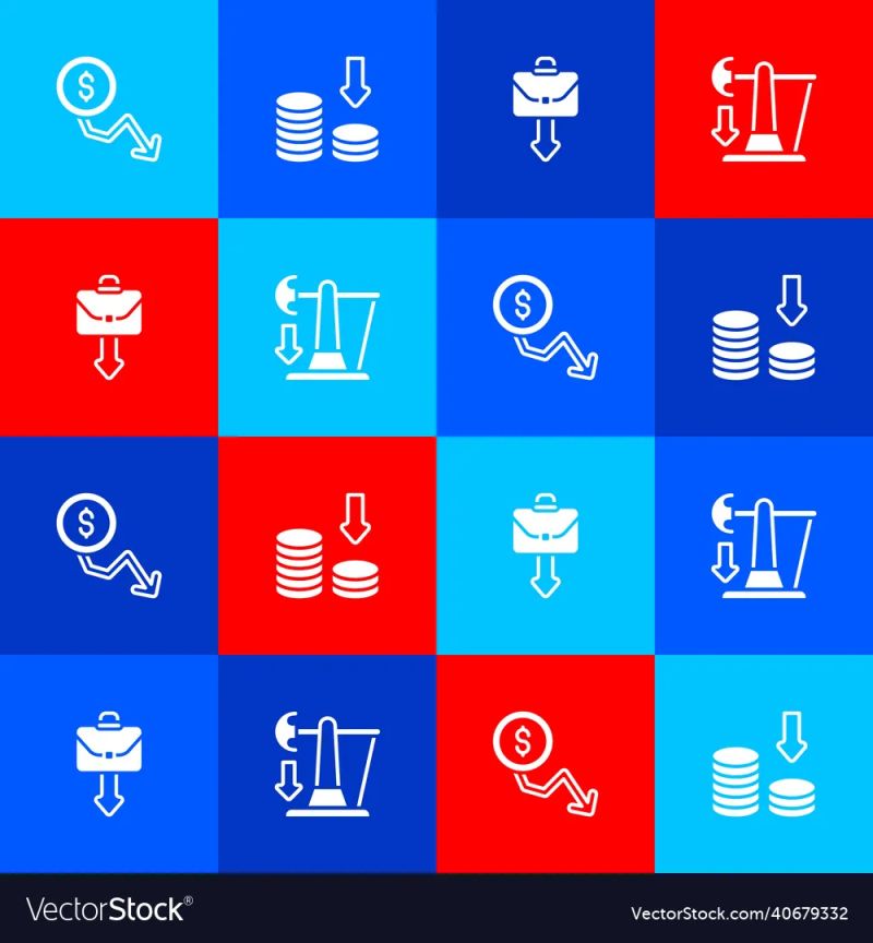 Set Bank Building Dollar Rate Decrease Royalty Free Vector - Professional Mobile Light Arts | Free Download