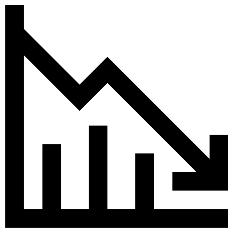 Business Chart Graph Diagram Decrease Arrow Analytics Icon - Colorful Background Collection - 8K Quality