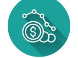 White Line Dollar Rate Decrease Icon Isolated Vector Image