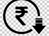 Cost Reduction Decrease Rupee Icon Symbol Vector Image