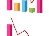 Decrease And Growing Graph Icon Chart With Bars Vector Image