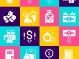 Set Mobile Stock Trading Dollar Rate Decrease Vector Image