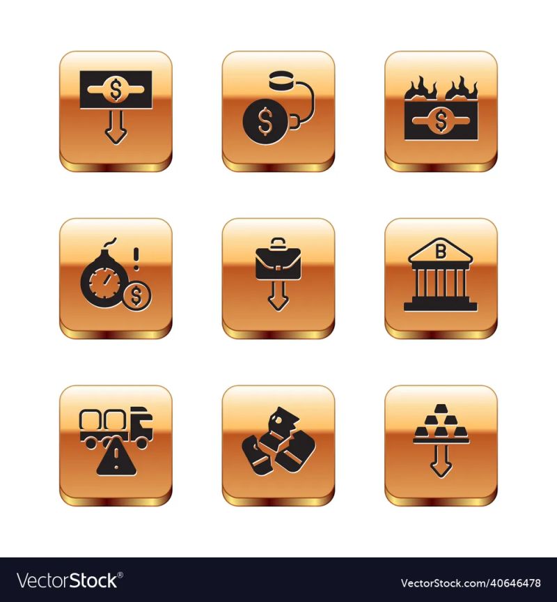 Set Line Dollar Rate Decrease Stop Delivery Cargo Vector Image - High Quality Geometric Wallpaper - Retina