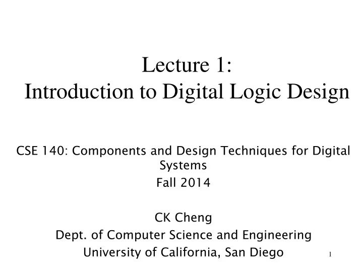 Ppt Lecture 1 Introduction To Digital Logic Design Powerpoint - Best Landscape Arts in Retina