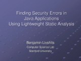 Ppt Finding Security Errors In Java Applications Using Lightweight