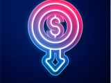 Glowing Neon Line Dollar Rate Decrease Icon Vector Image