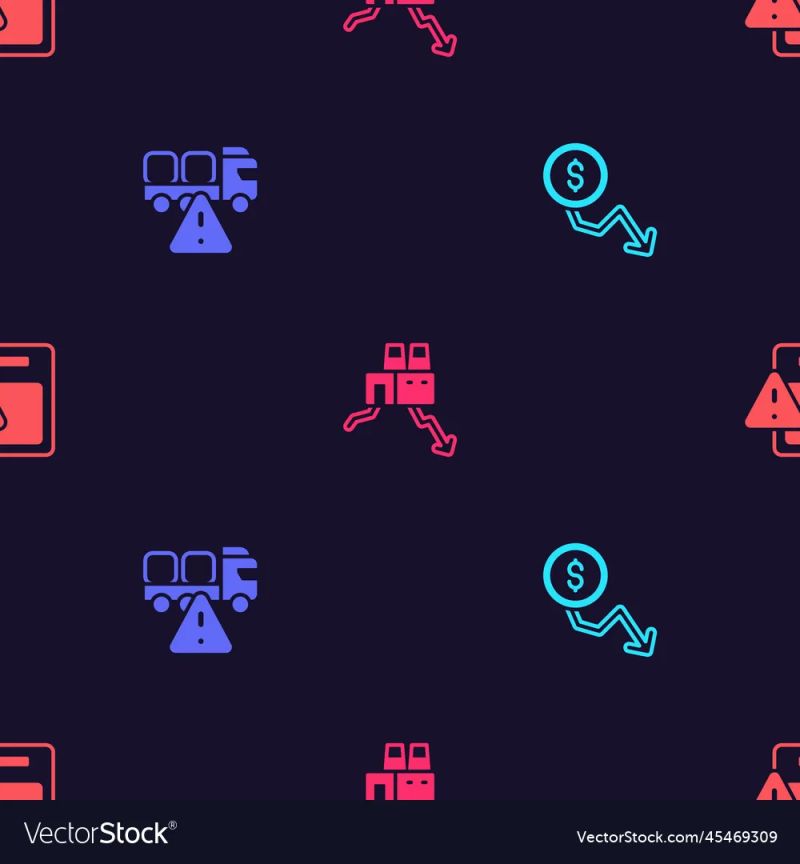 Set Line Dollar Rate Decrease Stop Delivery Cargo Vector Image - Best Geometric Photos in Retina