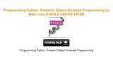 Ppt Programming Python Powerful Object Oriented Programming By Mark