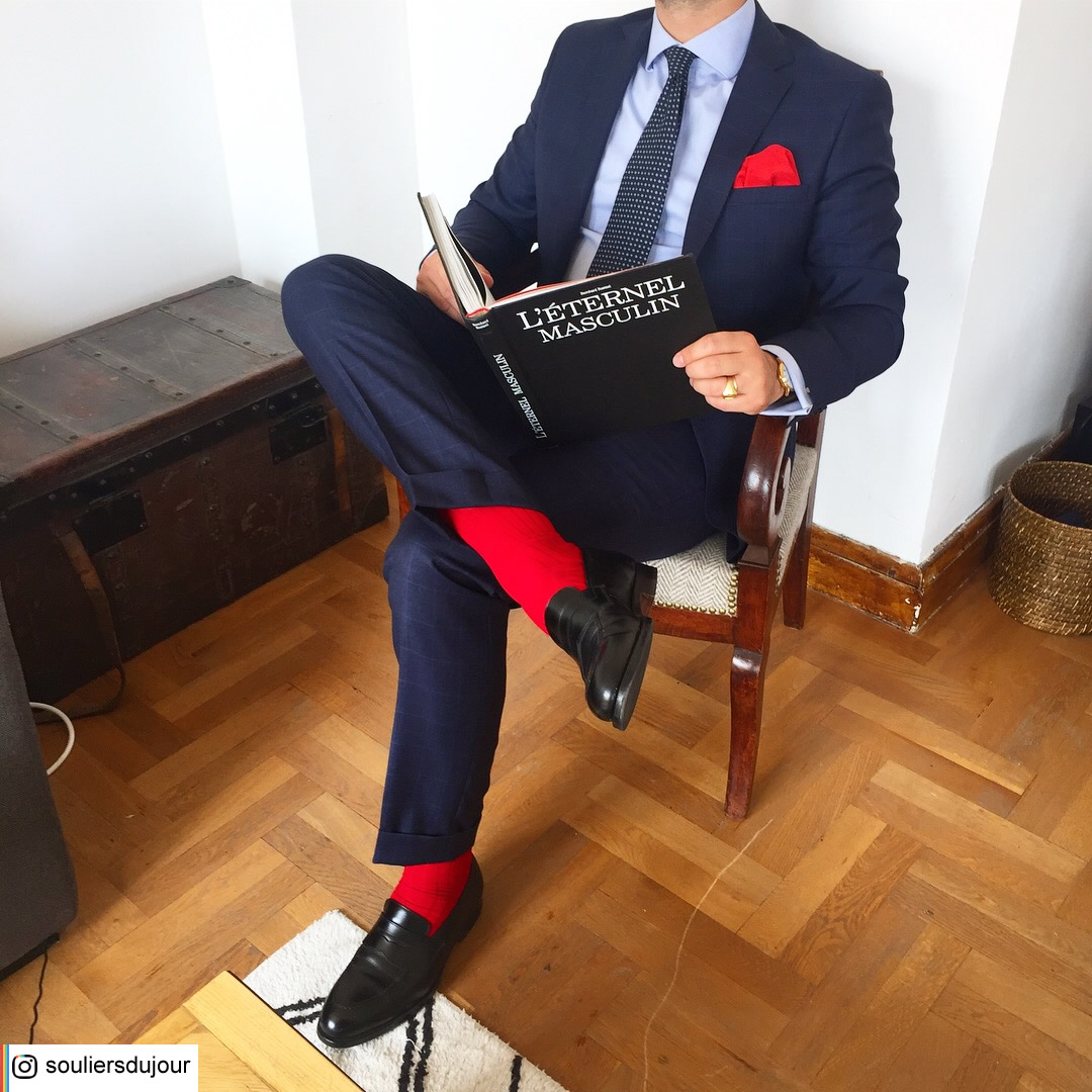RED RIBBED COTTON SOCKS - Celchuk Shop