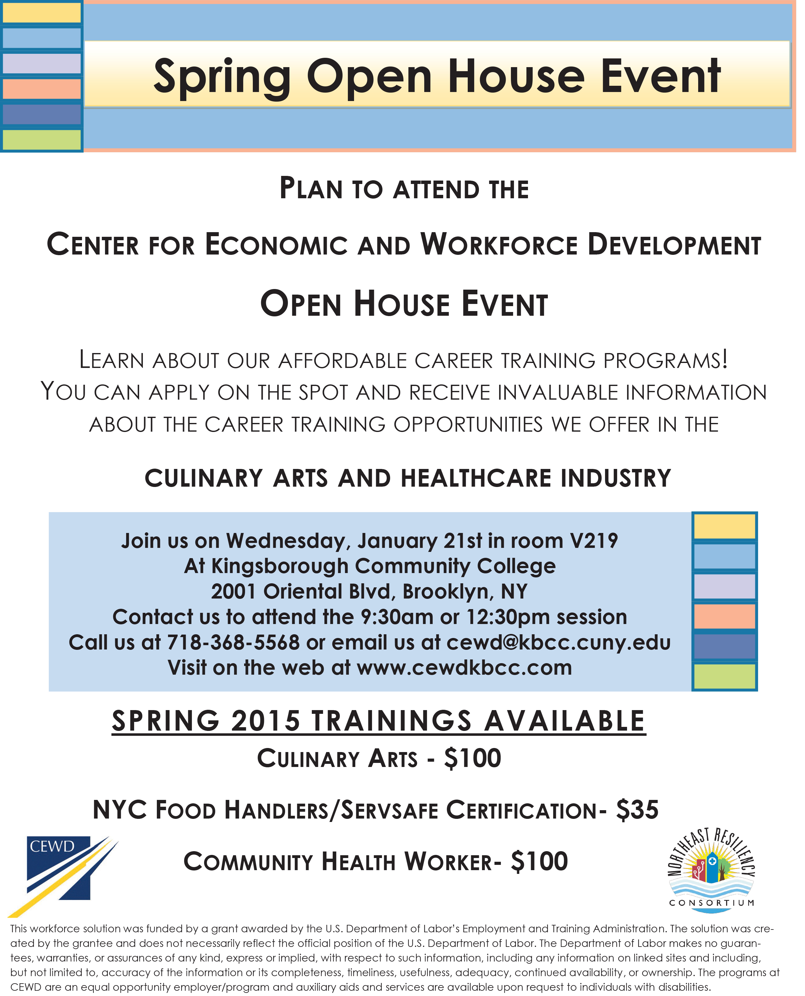 Job Training Program Open House Spring 2015 - CEWD