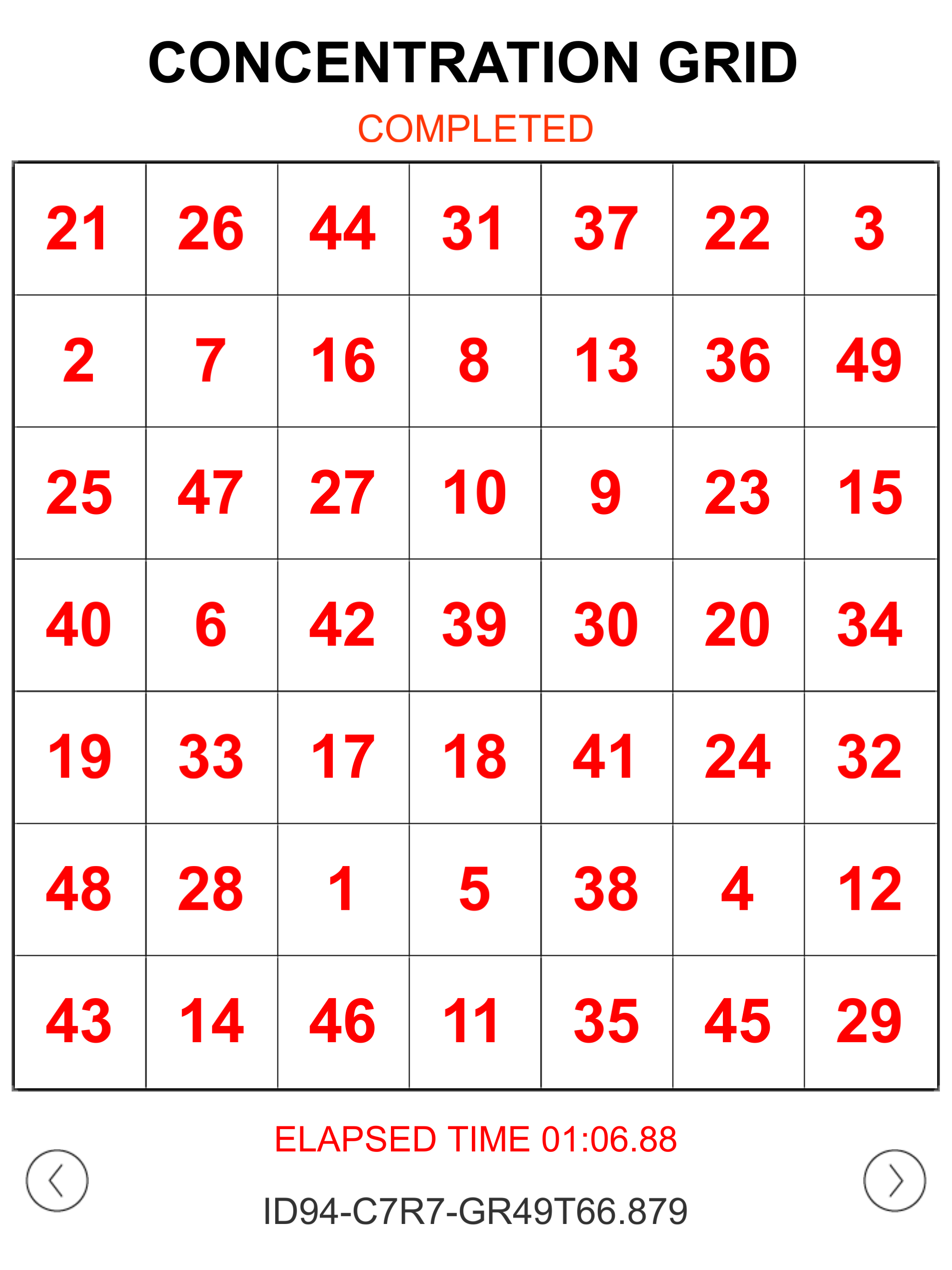 Concentration Grid GRID_ID94-C7R7-GR49T66.879 – CONCENTRATION GRID