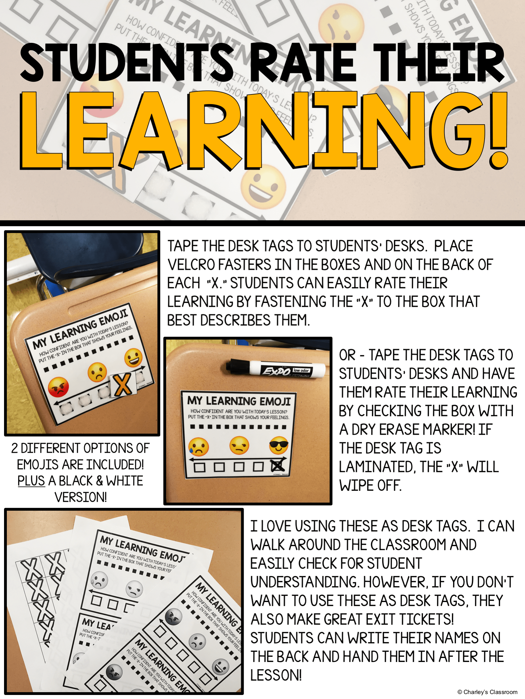 My Learning Emoji! Students Rate Their Learning - Charley's Classroom