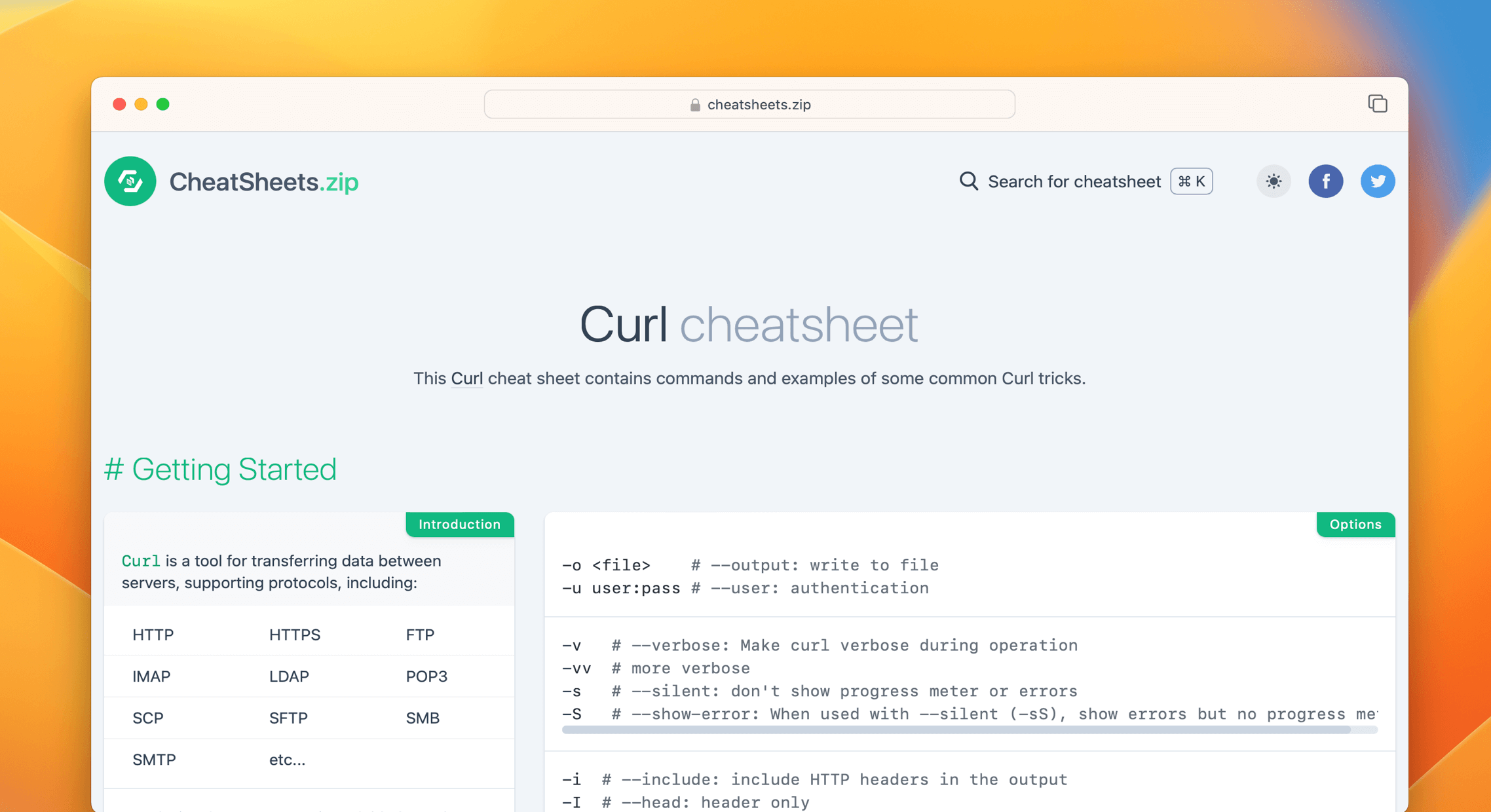 Curl Command Cheat Sheet Quick Reference