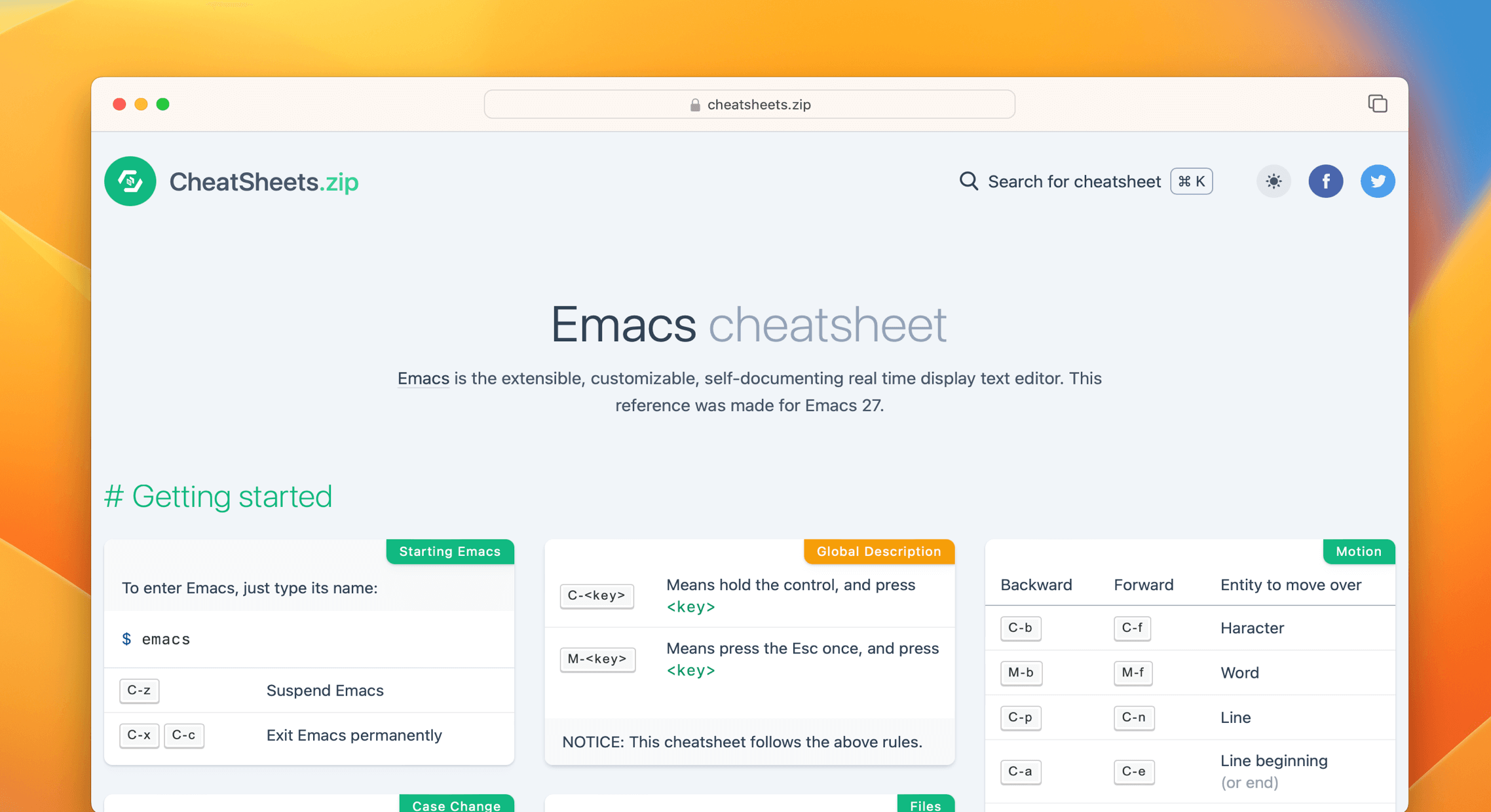 Emacs Cheat Sheet Quick Reference