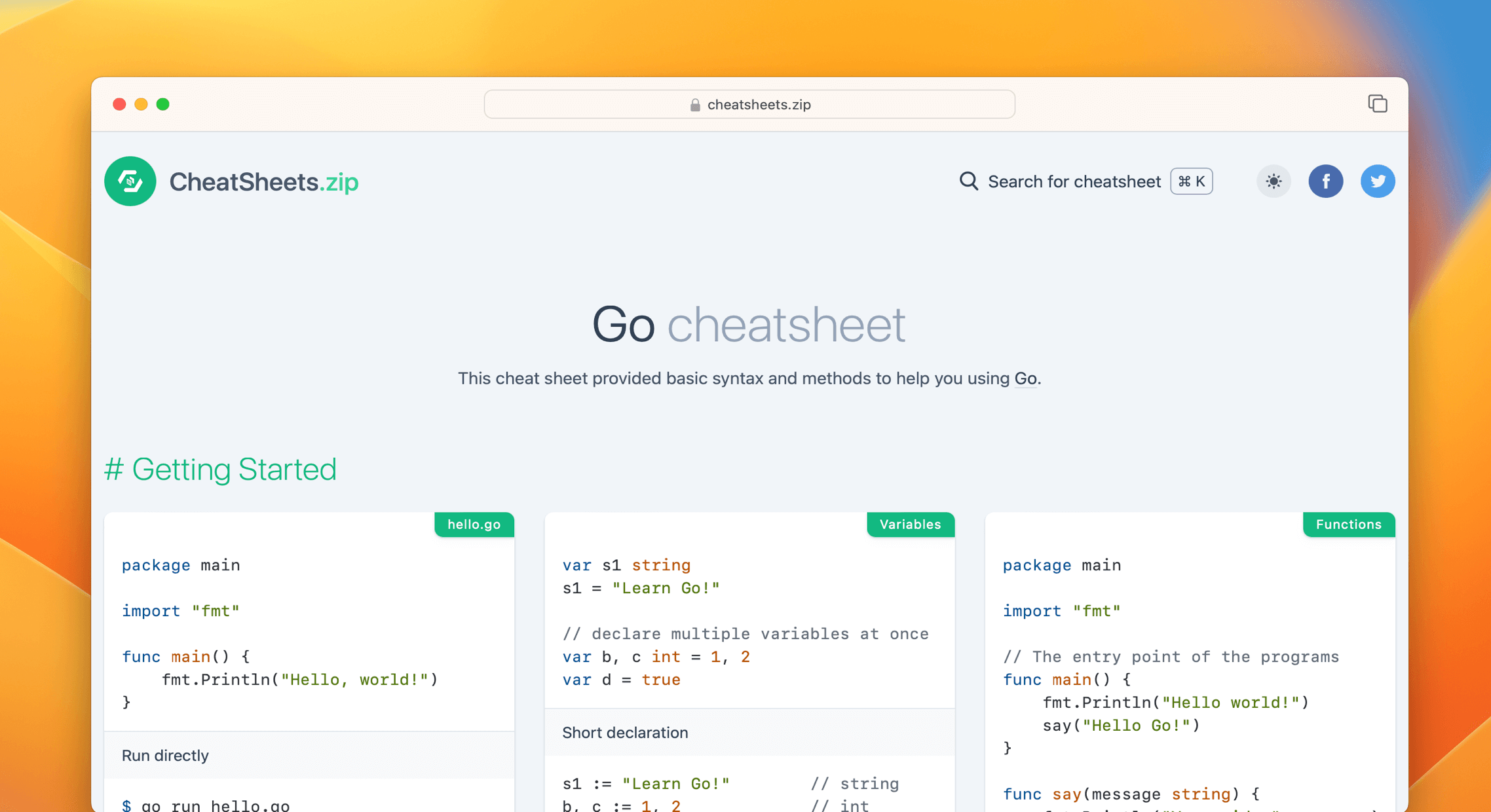 Go Cheat Sheet Quick Reference