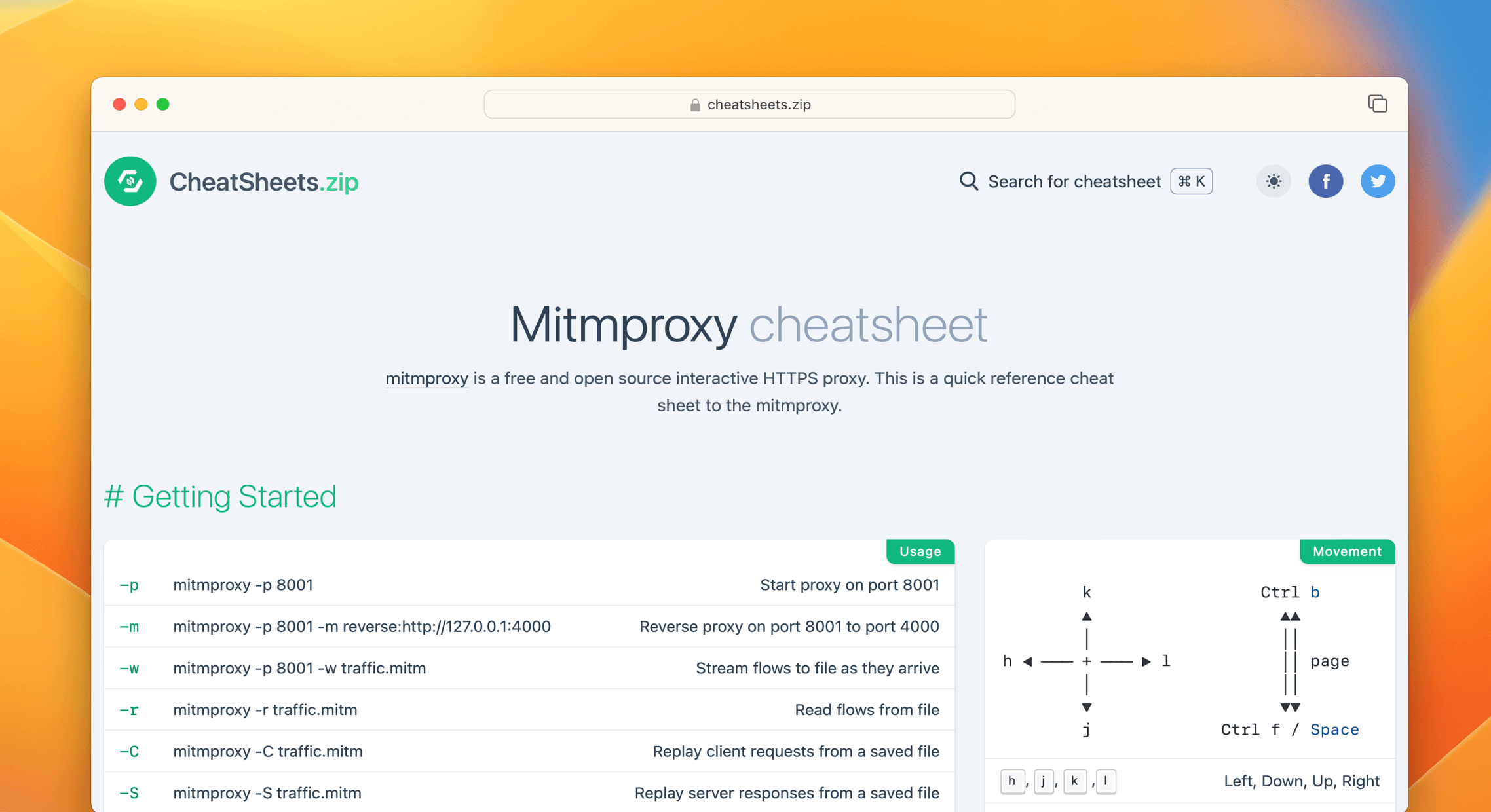 Mitmproxy Cheat Sheet Quick Reference