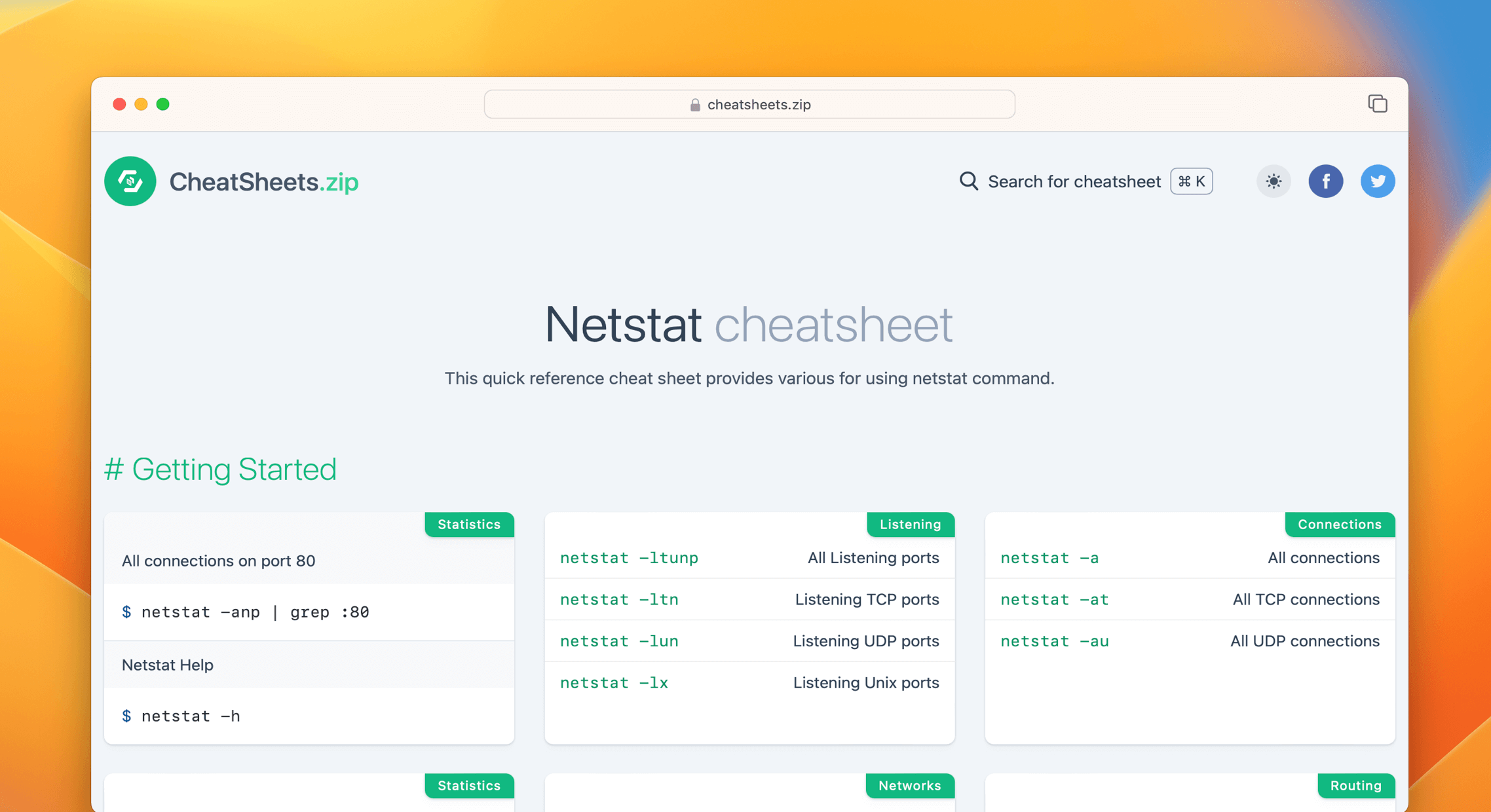 Netstat Command Cheat Sheet Quick Reference