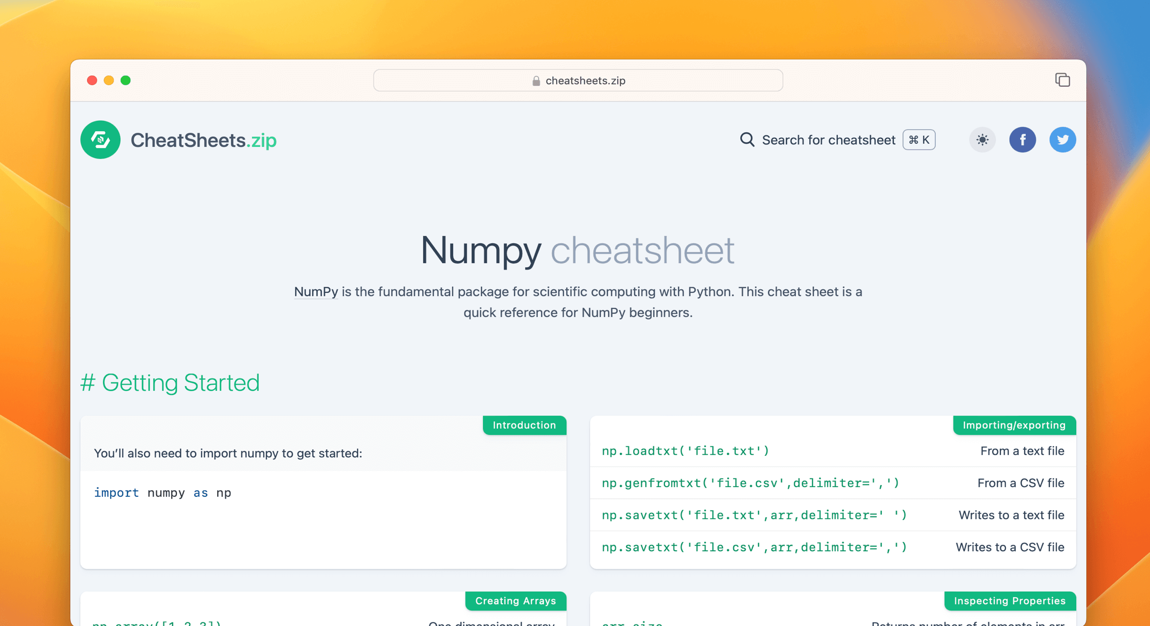 Numpy Cheat Sheet Quick Reference
