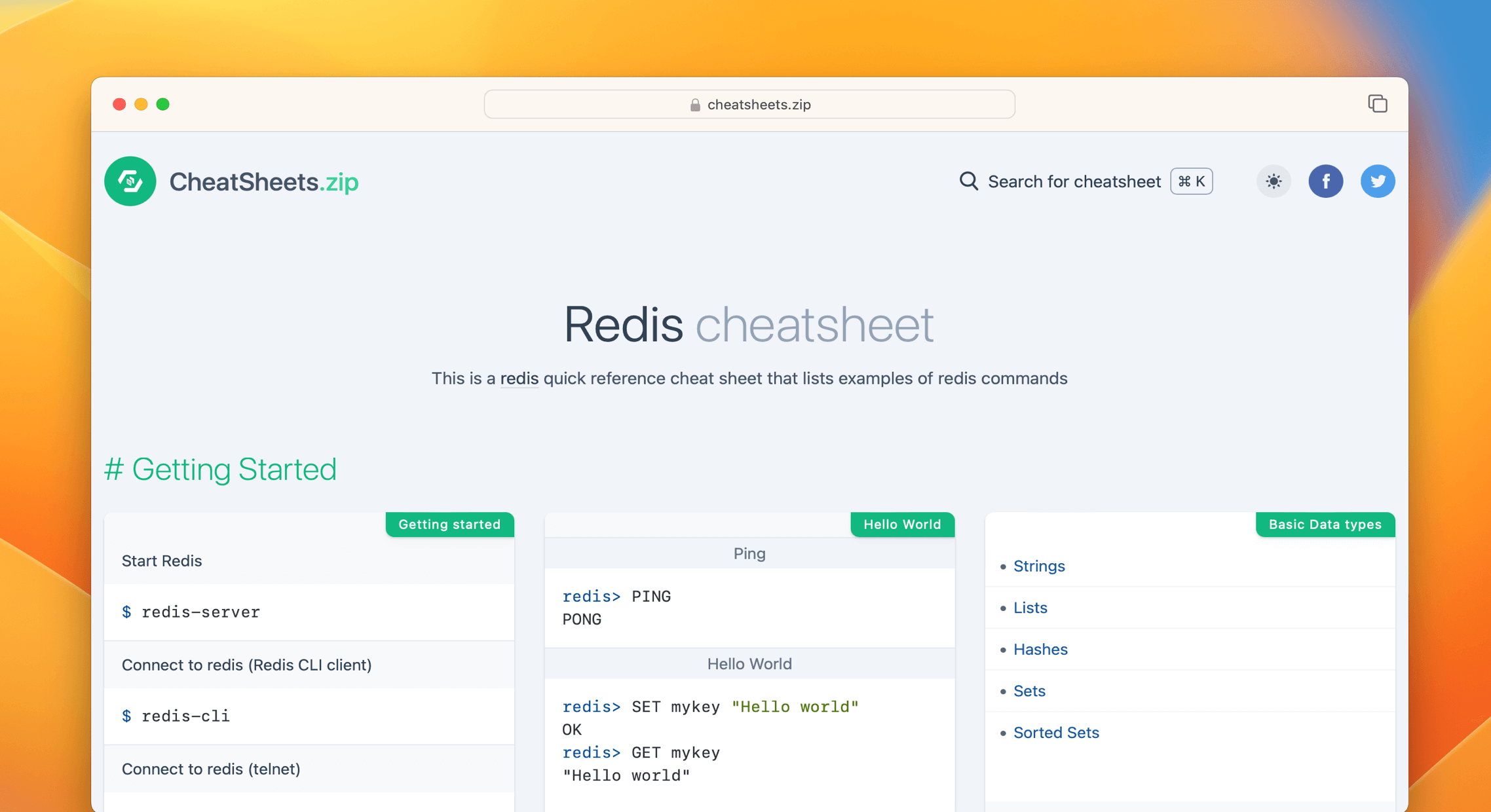 Redis Cheat Sheet Quick Reference