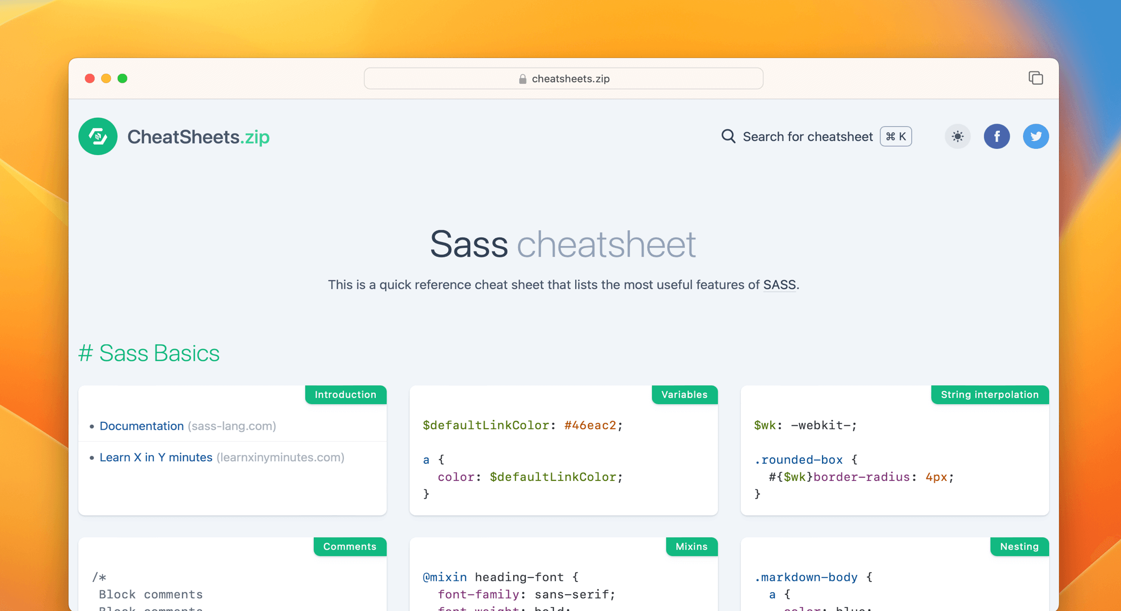 Sass Cheat Sheet Quick Reference