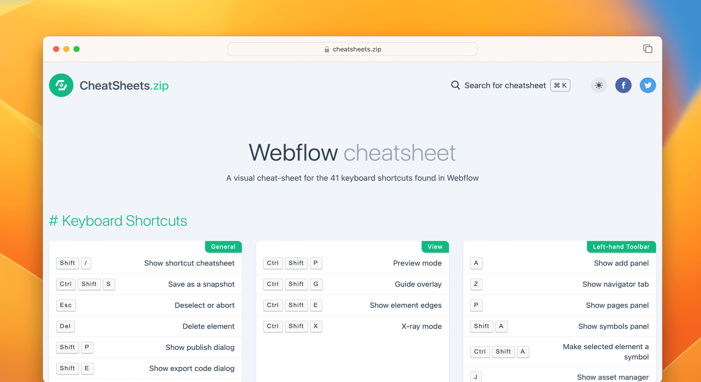 Webflow Cheat Sheet Quick Reference