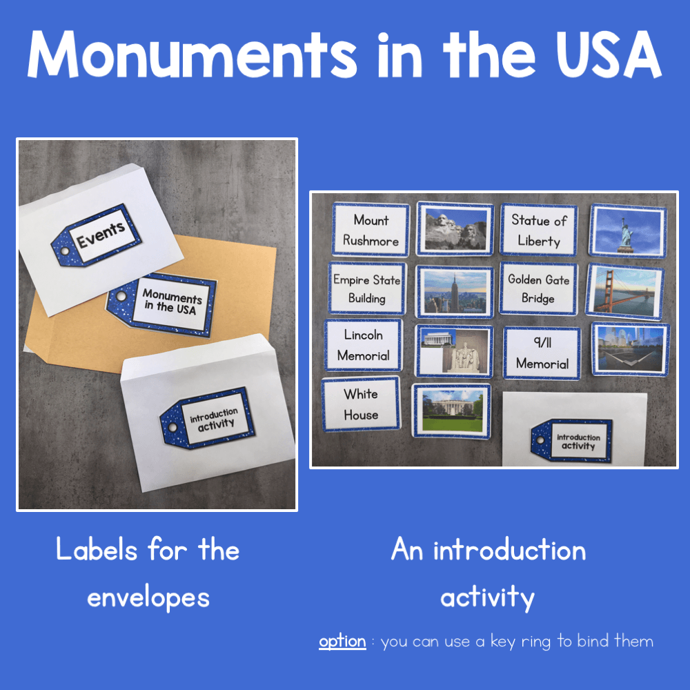 Les monuments américains - activité d'appariement