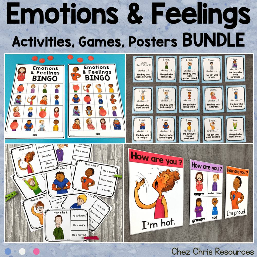 Les émotions en anglais, jeux et activités - BUNDLE - Chez Chris Resources