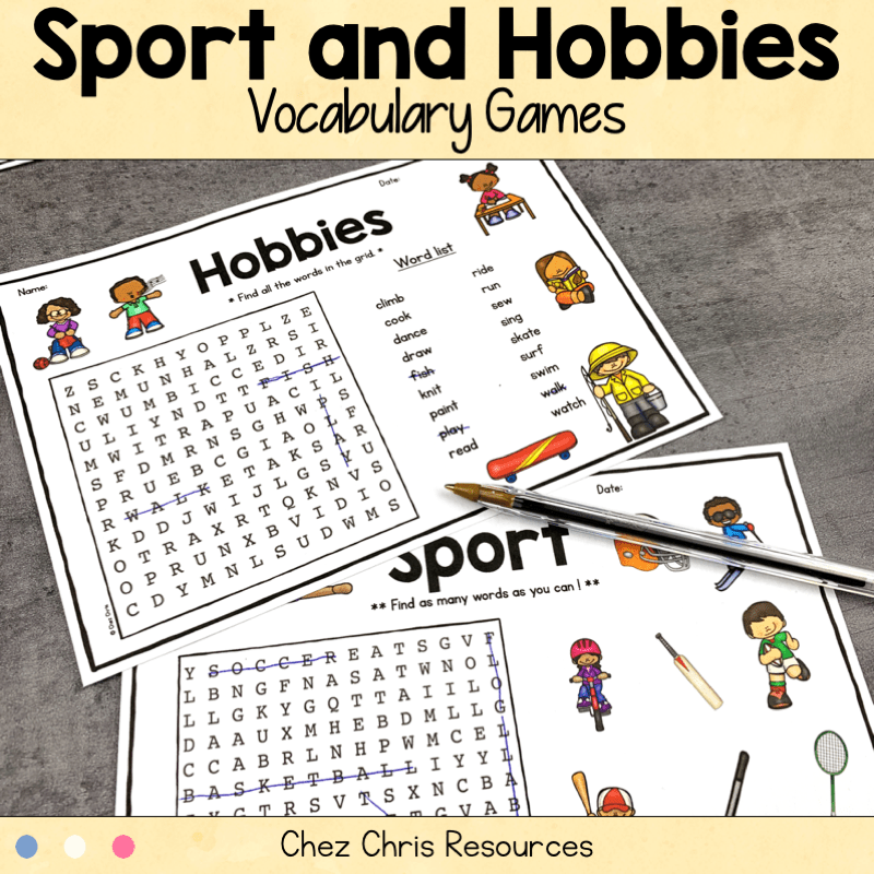 Jeux de vocabulaire en anglais: les sports et les hobbies - Chez Chris ...