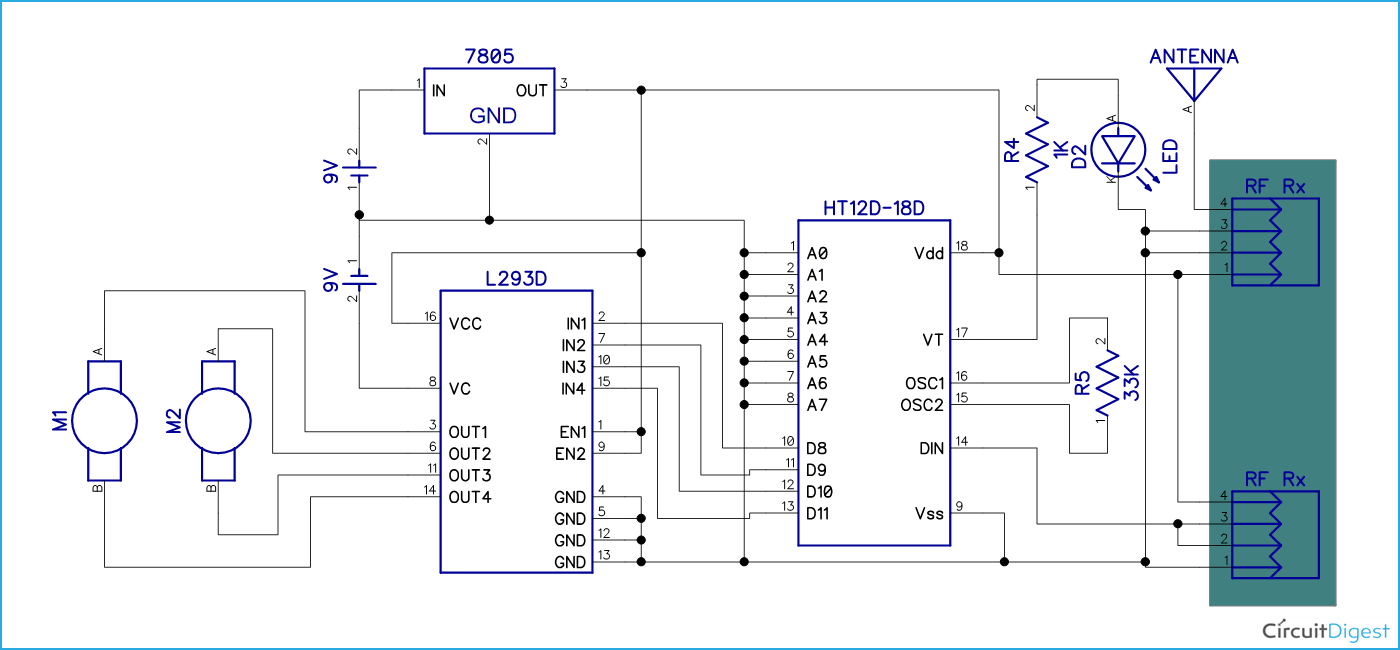 Dtmf Controlled Robot Without Microcontroller Circuit Diagram Circuit Diagram