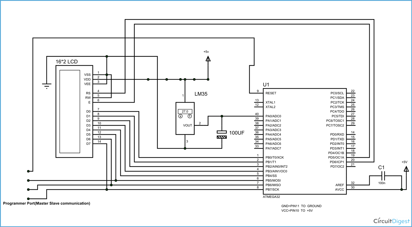 Circuit Diagram For Temperature Controller Using Microcontroller