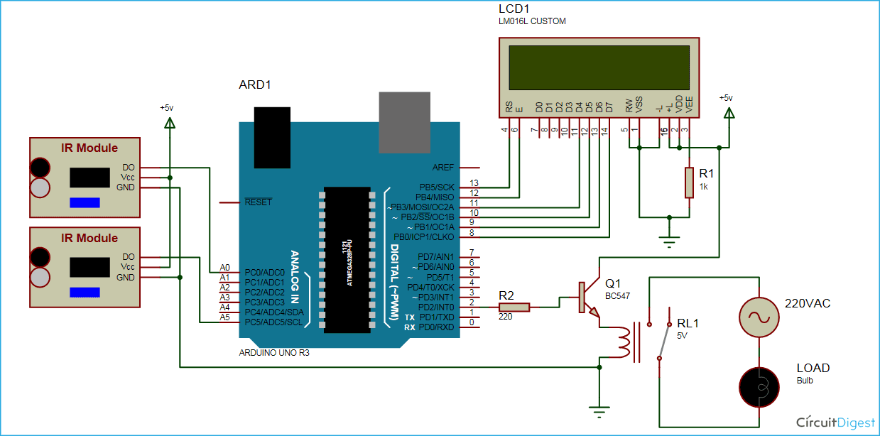Object Counter Using Ir Sensor Circuit Diagram